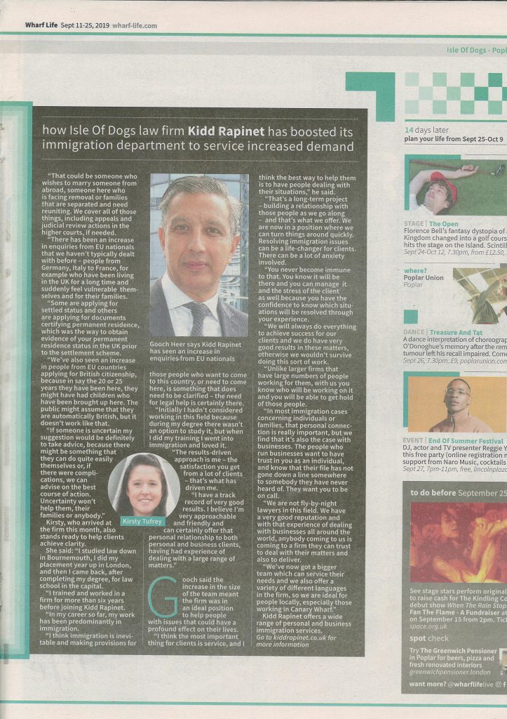 Uncertain times: Kidd Rapinet Immigration team